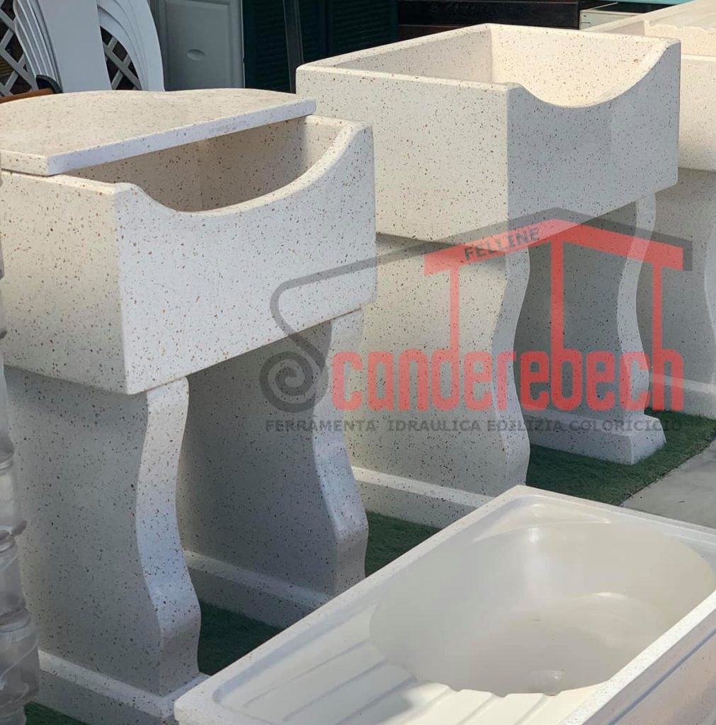 Pilozza rettangolare in cemento con marmo levigato - Scandecasa